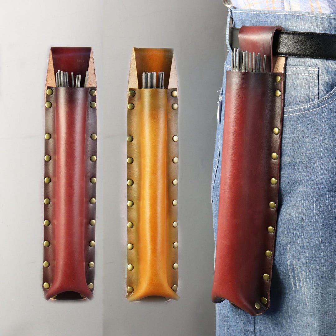 Top Grain Leather Welding Rod Bag: High-capacity Tool Holder - Etsy