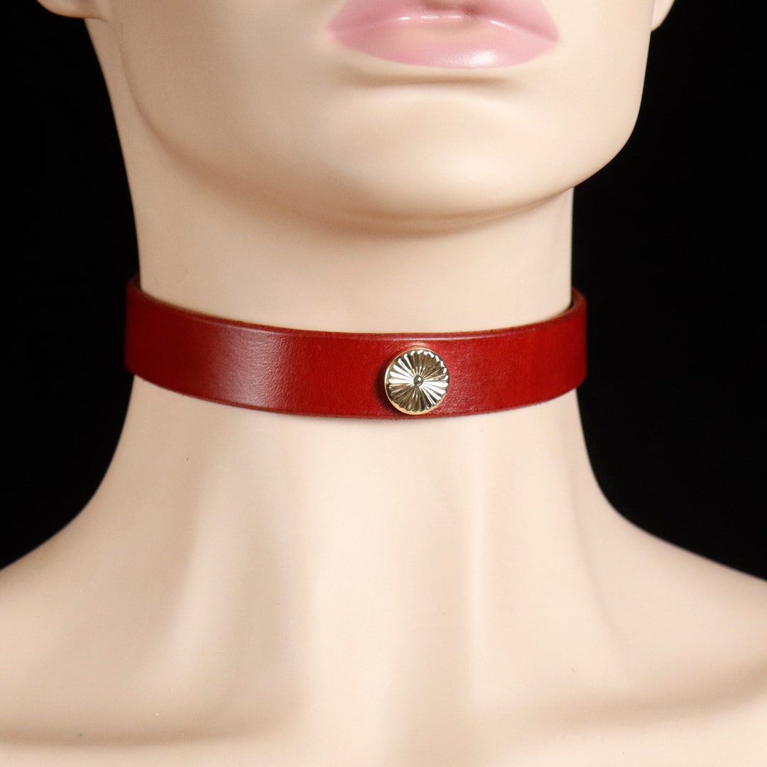 Red Leather Choker Adjustable Leather Choker for Women Choke Collar - Etsy