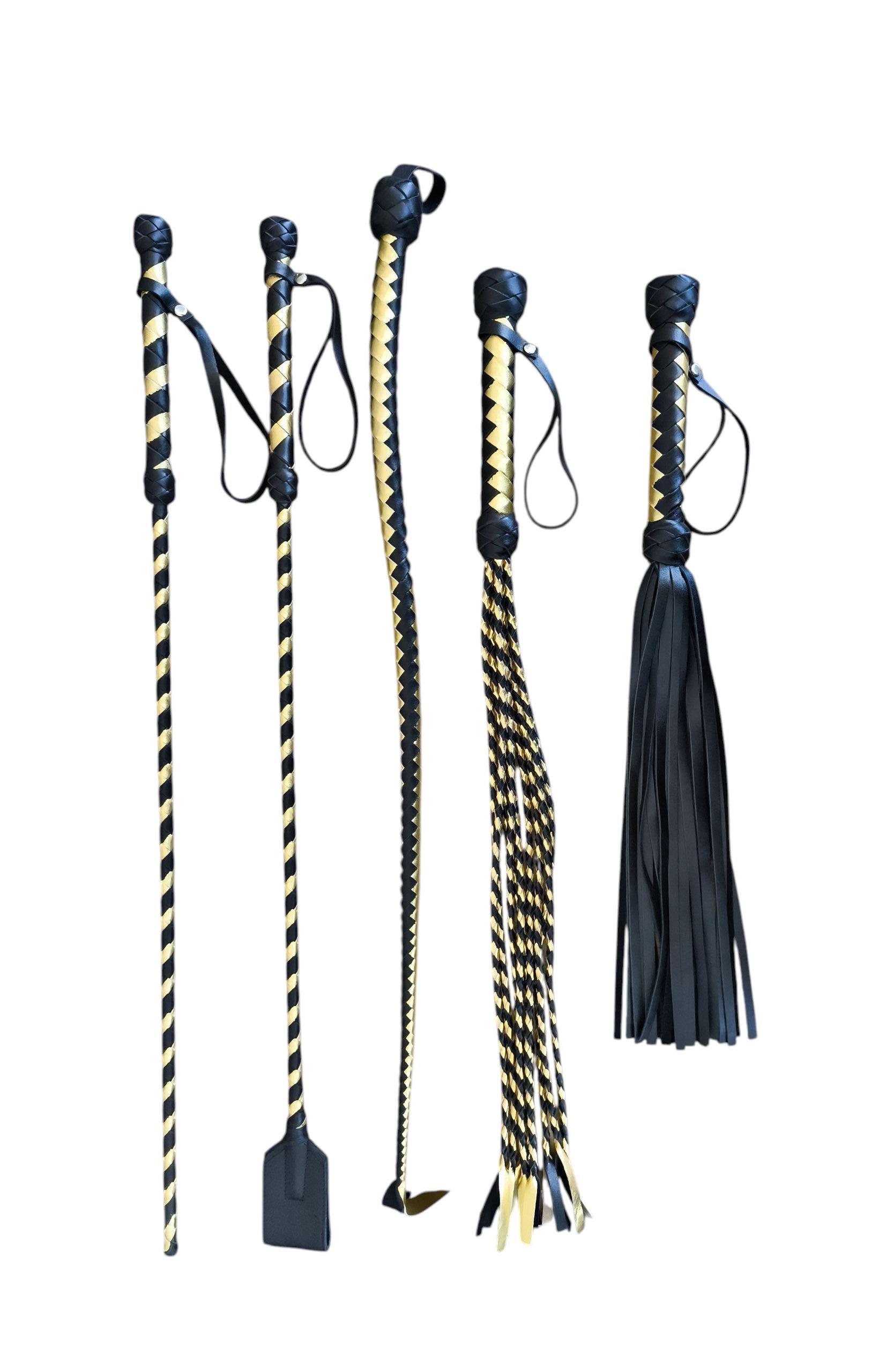 5-piece Kit: Handmade Leather Flogger, Whip and Crop Set. - Etsy