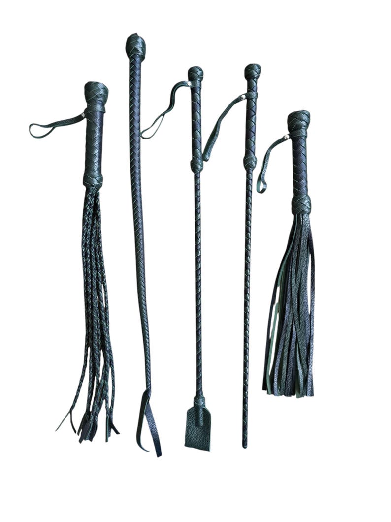 5-piece Kit: Handmade Leather Flogger, Whip and Crop Set. - Etsy