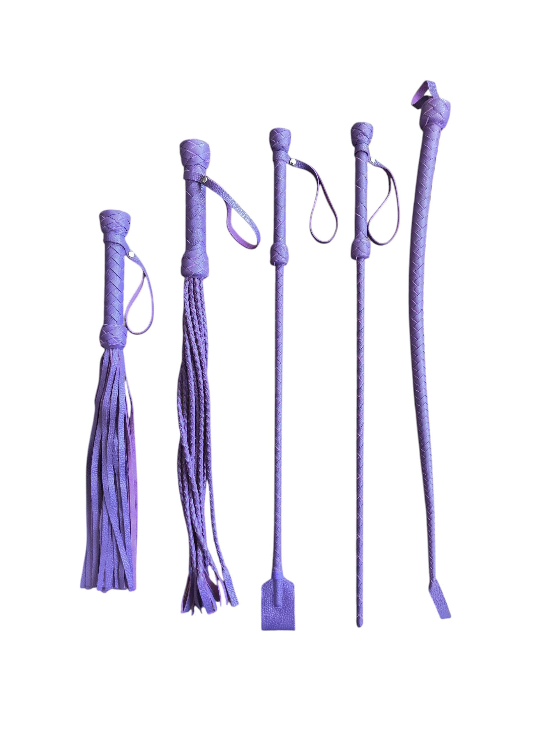5-piece Kit: Handmade Leather Flogger, Whip and Crop Set. - Etsy