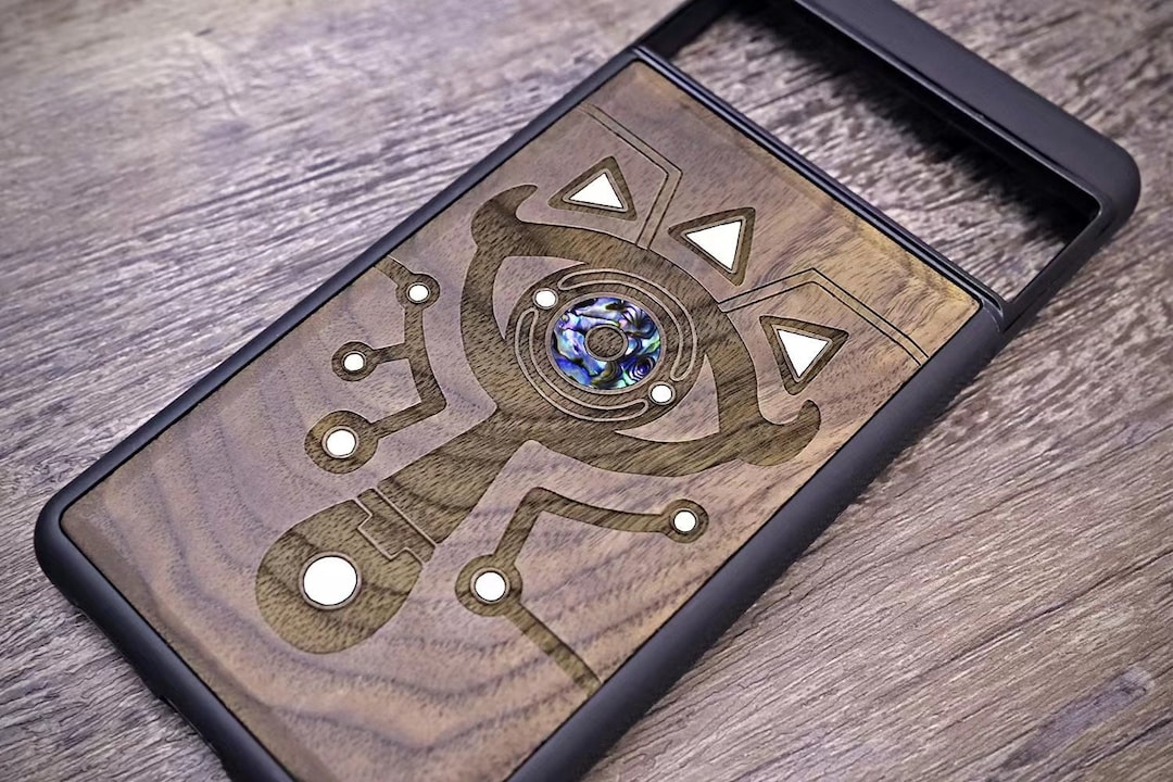 Zelda Wood Phone Case: Abalone Triforce Inlay, Engraved Design - Etsy