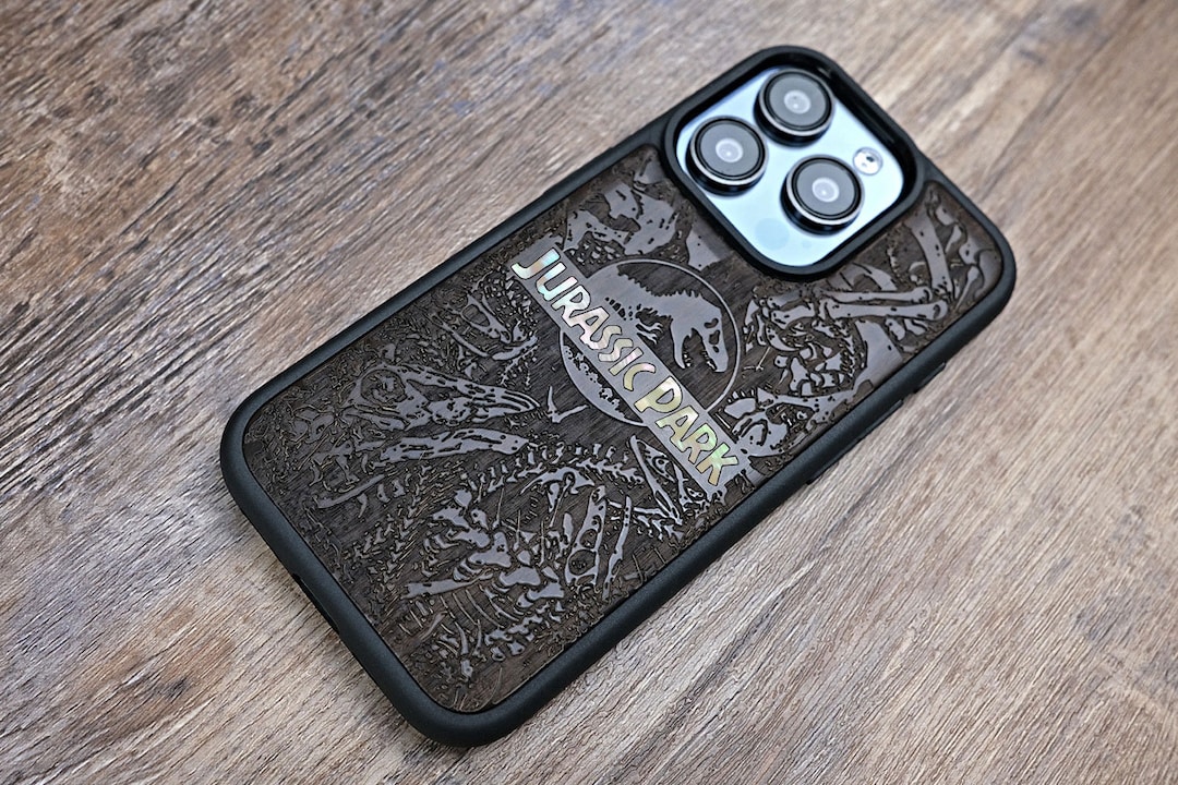 Wood Dinosaur Phone Case: Abalone Jurassic Park Inlay - Etsy