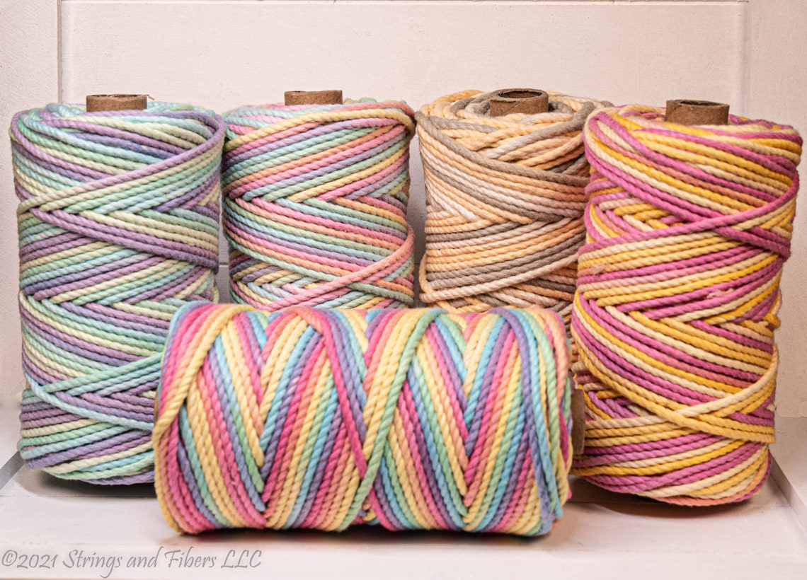 3.0MM Rainbow Pastel Variegated COTTON ROPE 90 Meters to a | Etsy