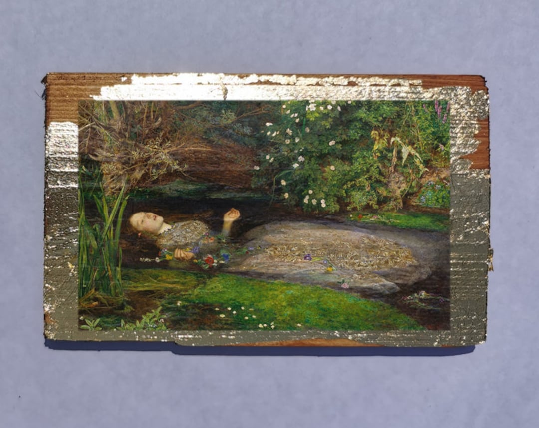 Ophelia Painting on Reclaimed Wood: Gold Gilded Pre-raphaelite Wall Art ...