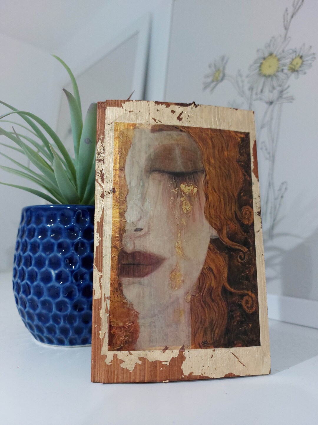 Golden Tears Wood Wall Art: Anne Marie Zilberman Symbolist Painting ...
