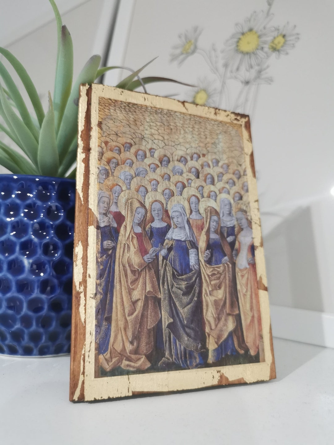 Catholic Art - Jean Colombe Female Saints Wall Art on Wood – Handmade ...