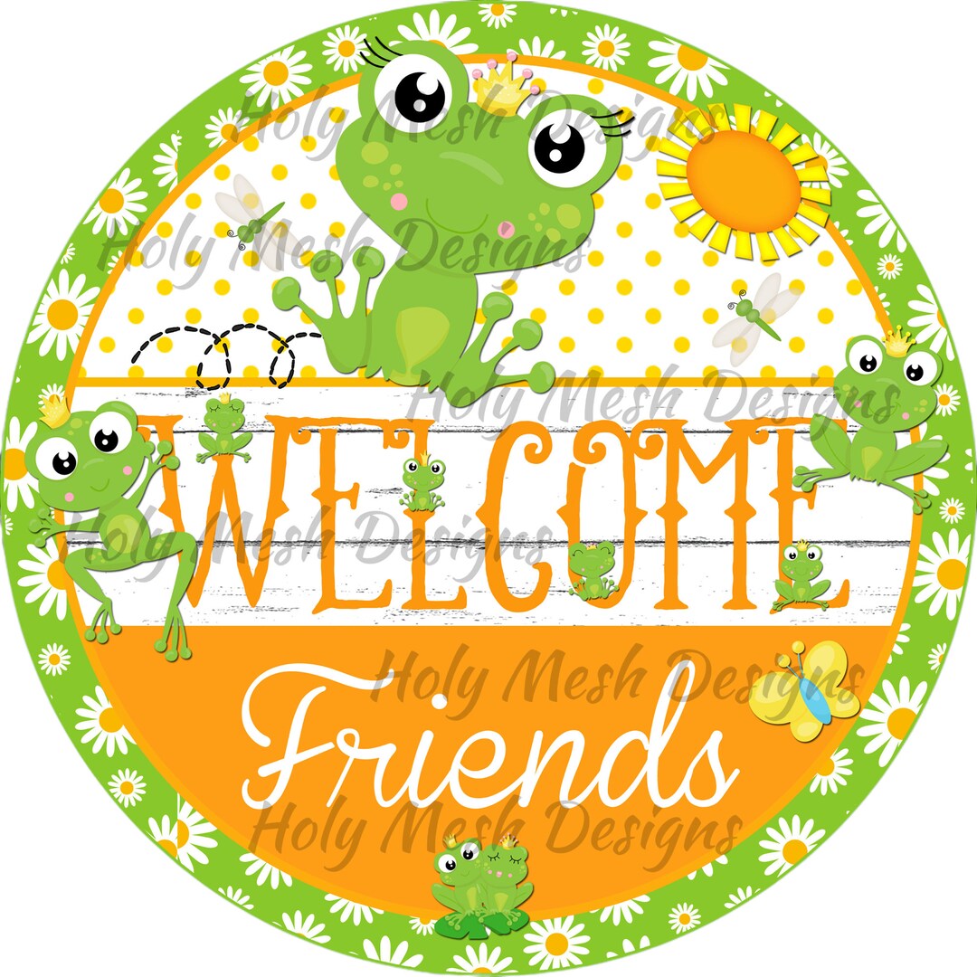 10" Welcome Frog Metal Round Sign, Summer, Spring, Wreath Attachment - Etsy