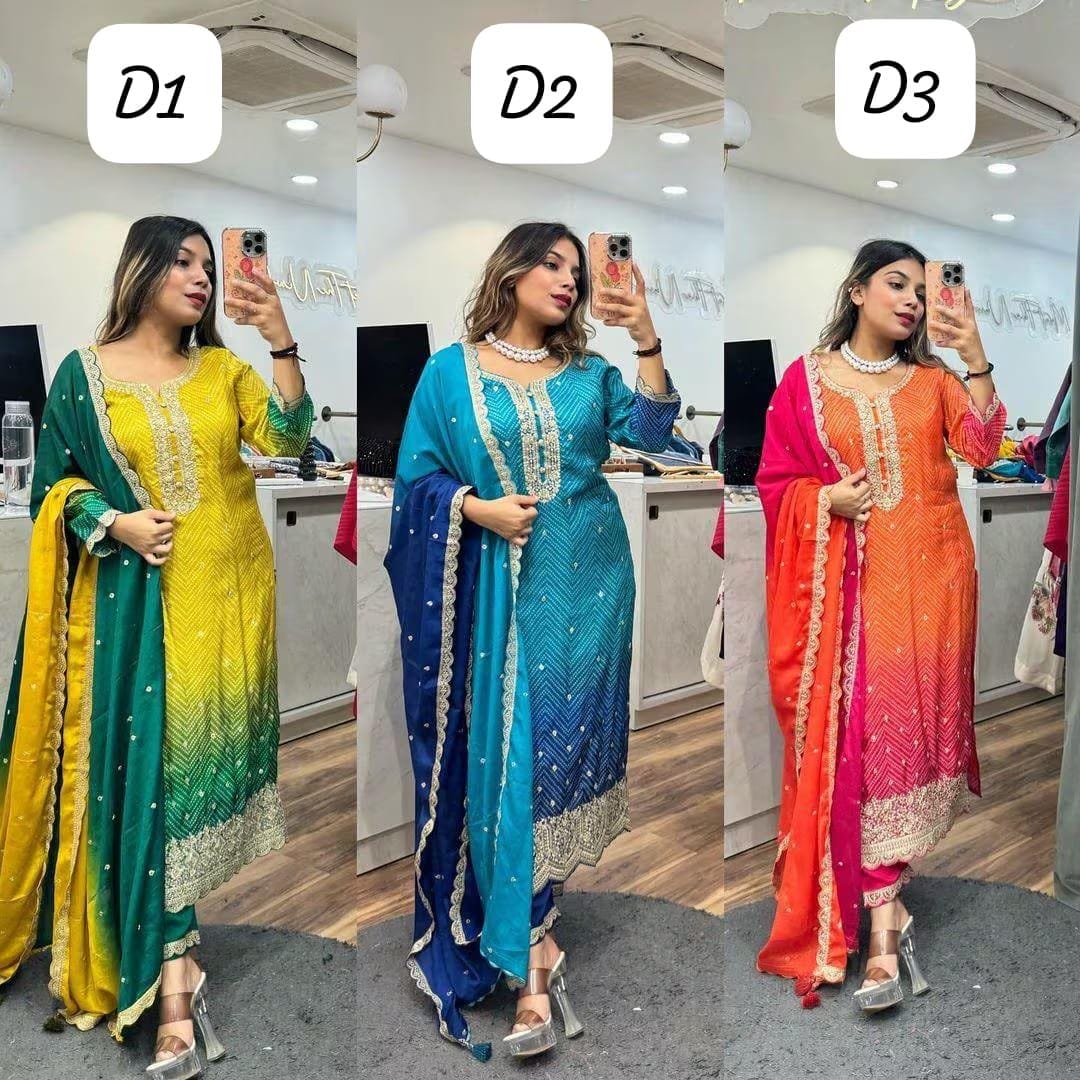 Pakistani Shalwar Kameez 3 Piece Readymade Heavy Kurta Palazzo Full ...