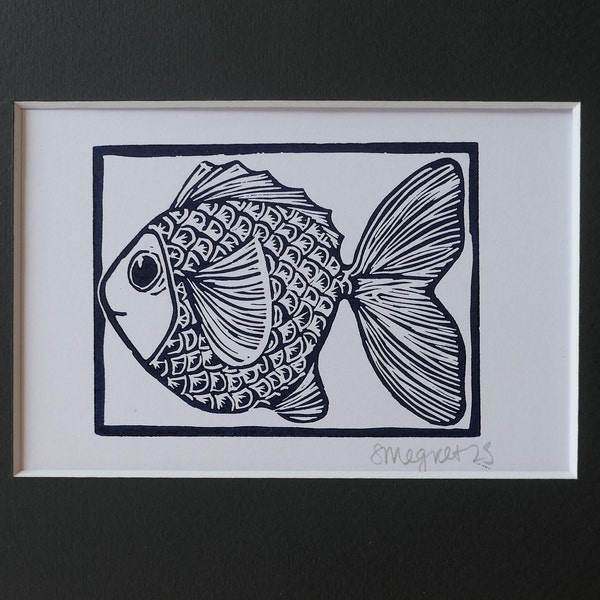 Fish Lino Print - Etsy