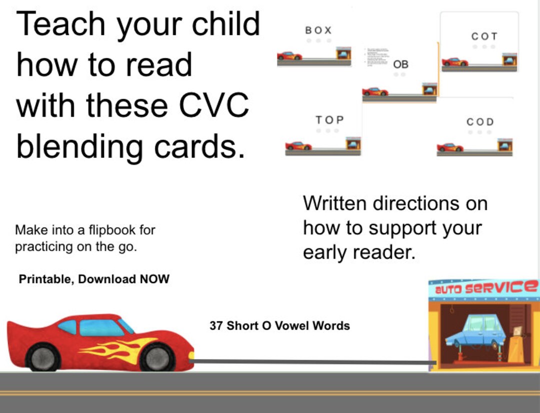 Blending CVC Short O Words Printable Book-instant DOWNLOAD - Etsy