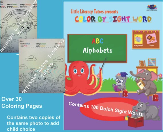 Sight Word Coloring Book Contains 100 Sight Words | Etsy