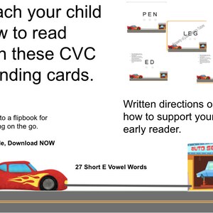 Blending CVC Short E Words Printable Book-instant DOWNLOAD - Etsy