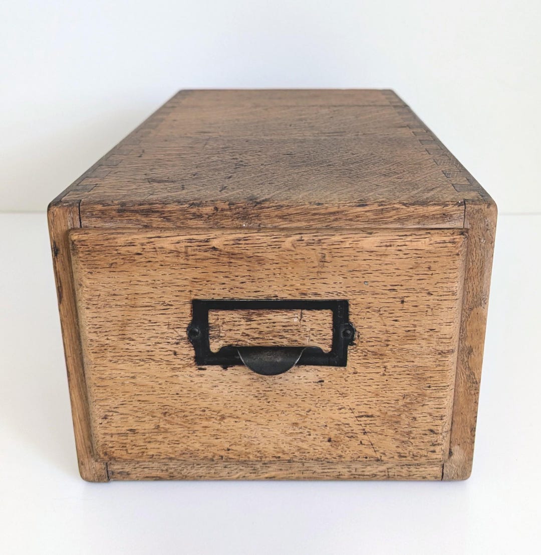 Vintage One Drawer Card Catalog, Index File Box, Wood Cabinet, Brass ...