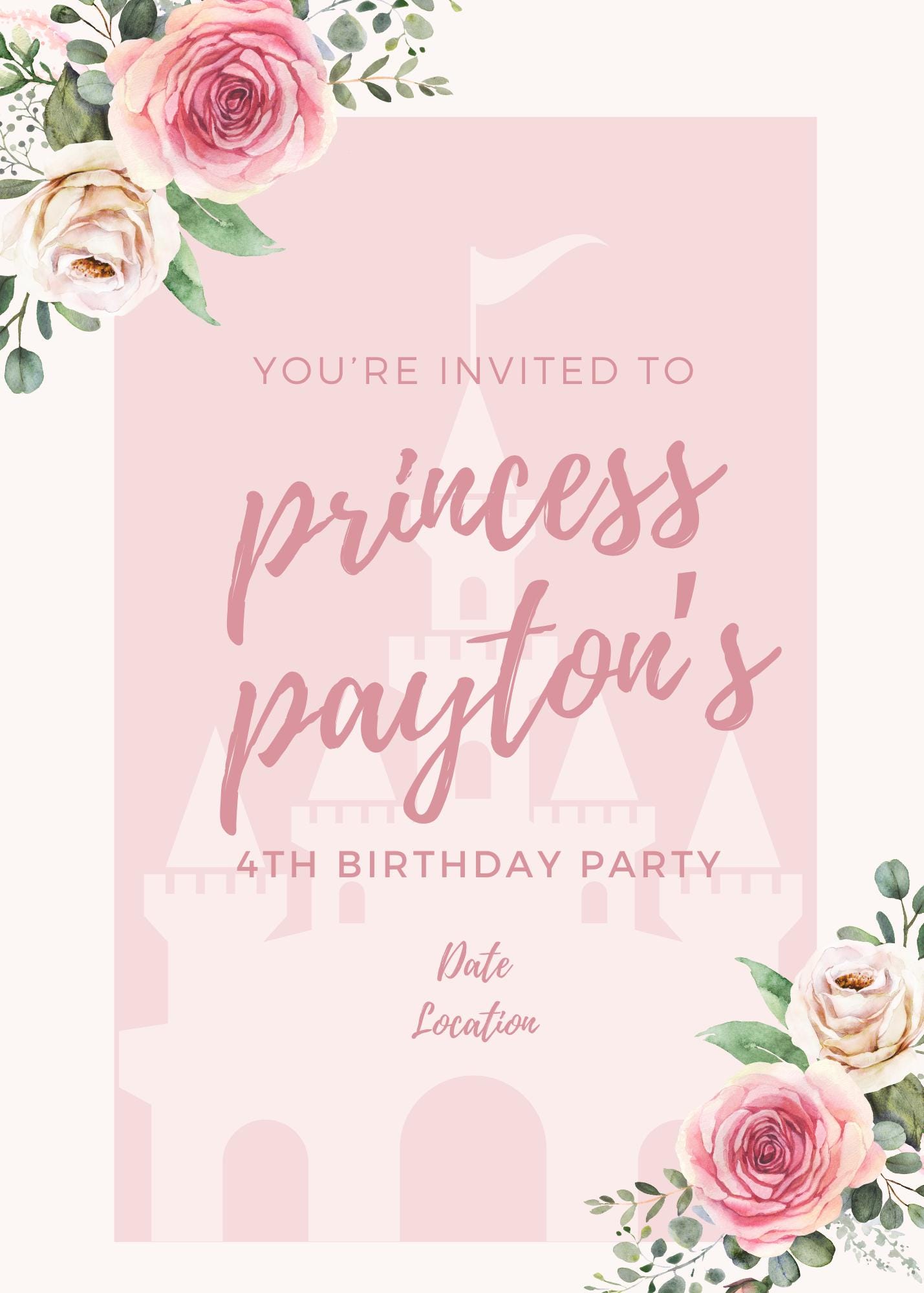 Princess Birthday Party Invitation - Etsy