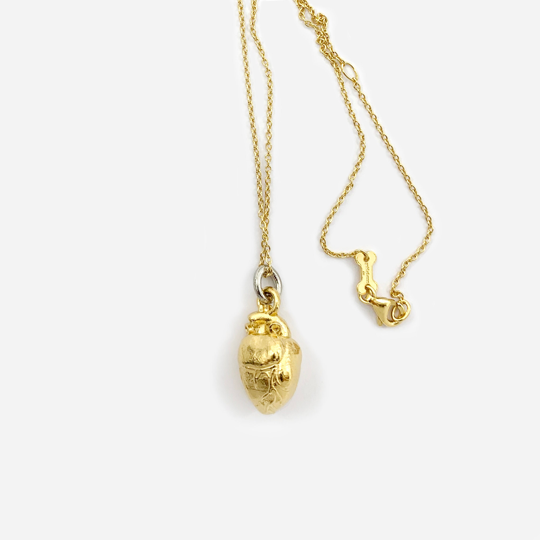 Anatomical Solid Gold/silver Human Heart big Pendant Charm Necklace - Etsy