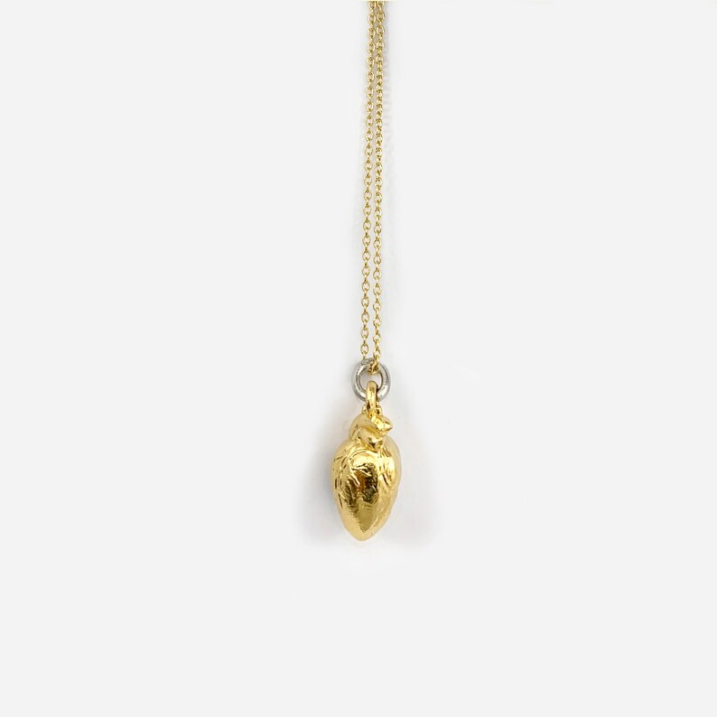 Anatomical Solid Gold/silver Human Heart big Pendant Charm Necklace - Etsy