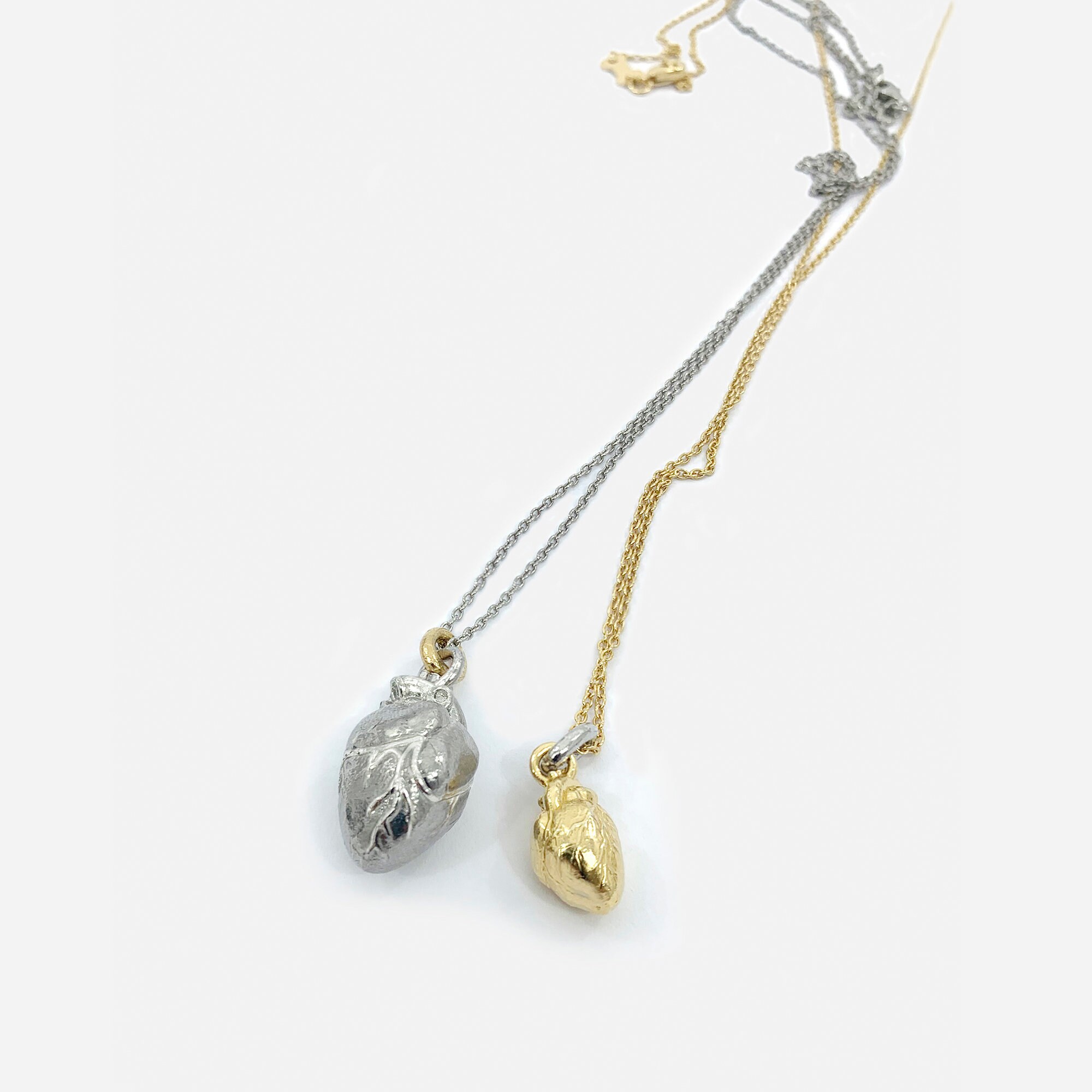 Anatomical Solid Gold/silver Human Heart big Pendant Charm Necklace - Etsy