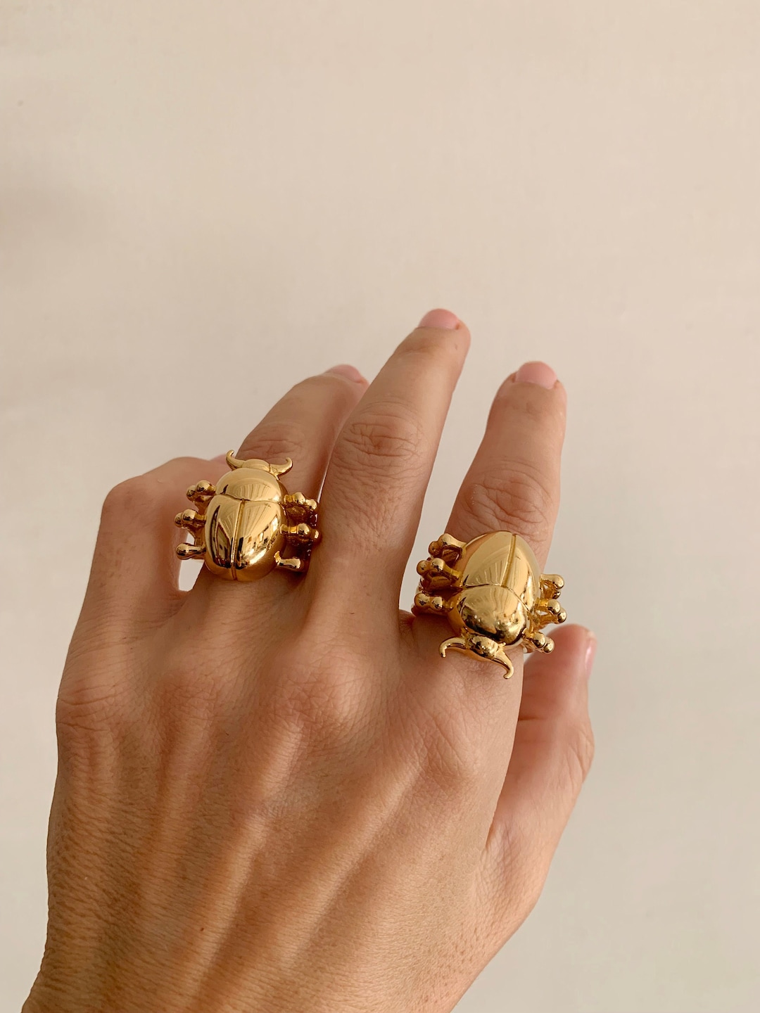 Scarab Beetle Ring in 925 Silver 24K Gold Plated. - Etsy