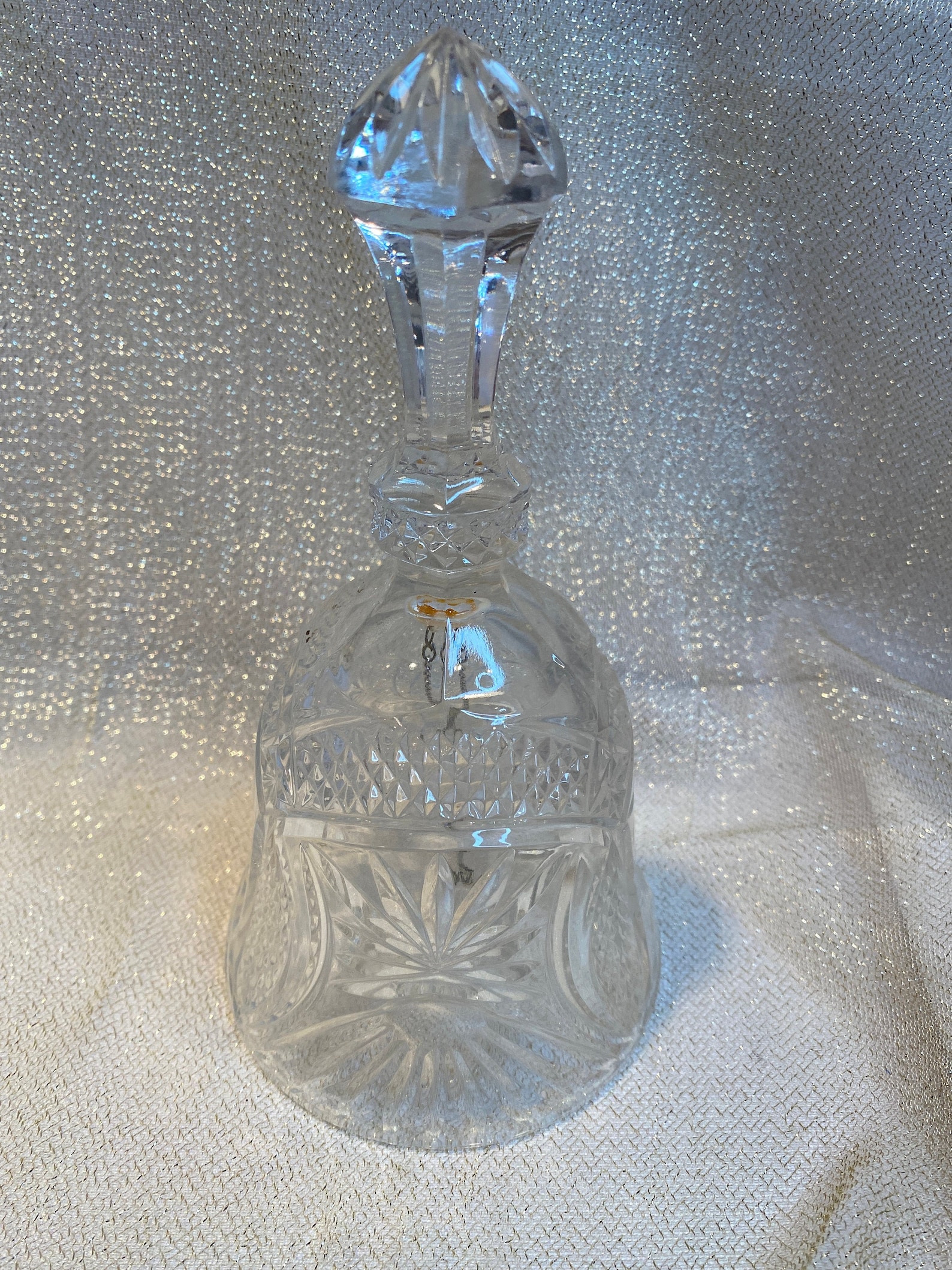 Vintage Chung Chung 24% Lead Crystal Bell - Etched Flowers / Starburst ...