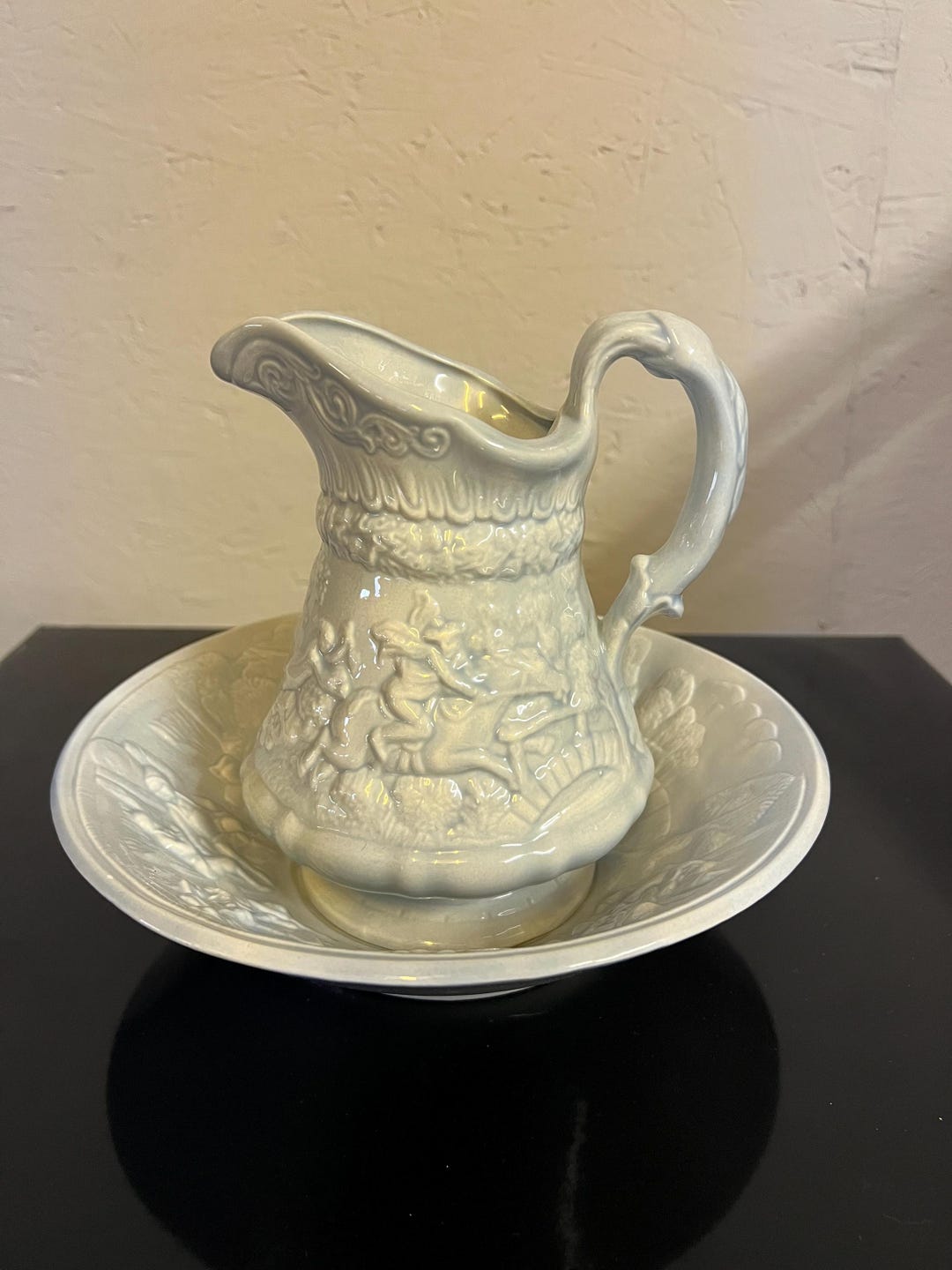 Beautiful Pastel Blue Water Pitcher and Bowl Set - "witches Pursuit" - Etsy