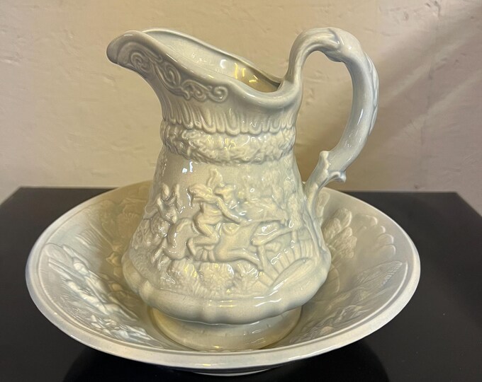 Beautiful Pastel Blue Water Pitcher and Bowl Set - "witches Pursuit" - Etsy