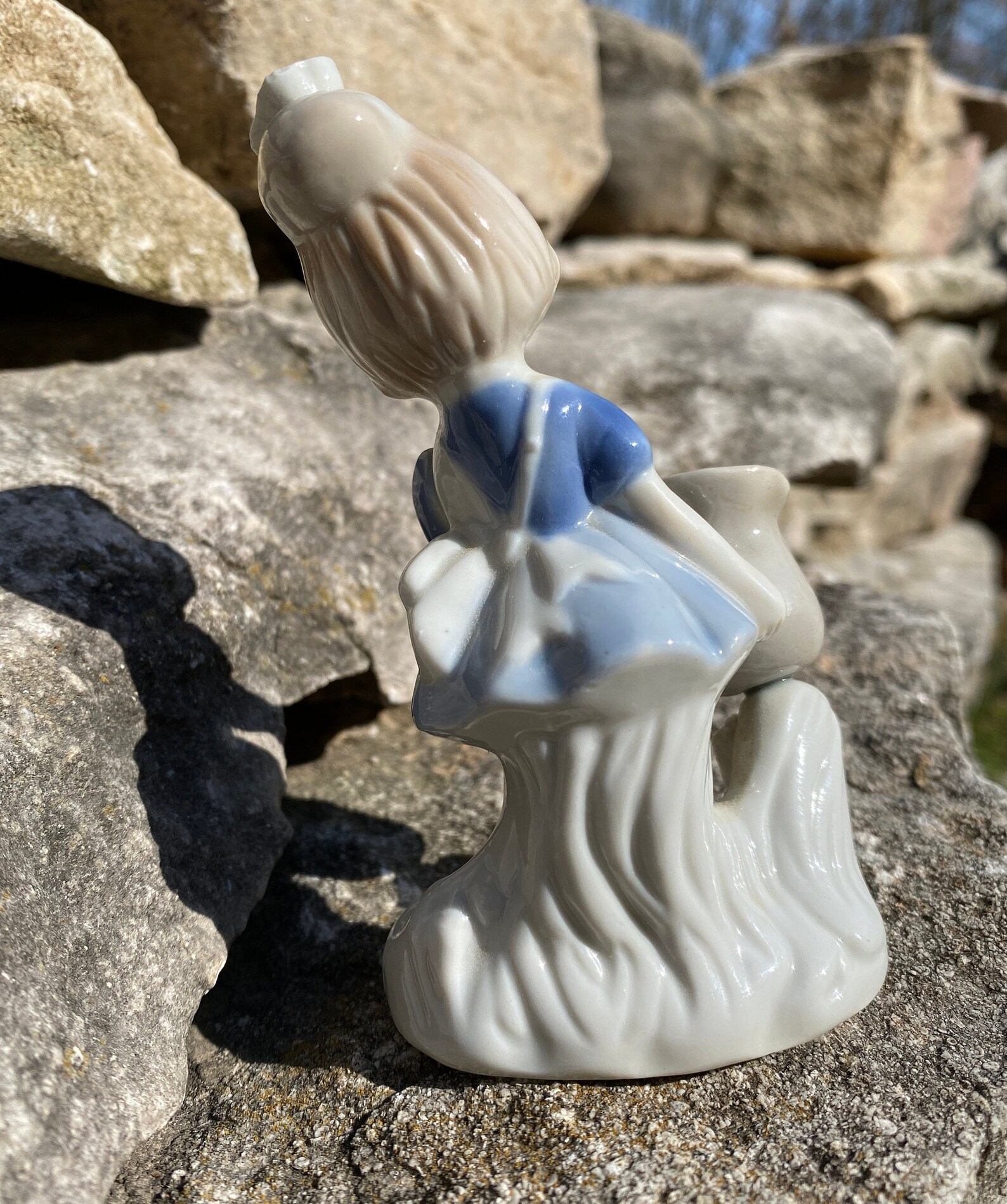 Unique Vintage Figurine of Girl in a Blue Dress With a Pitcher and ...