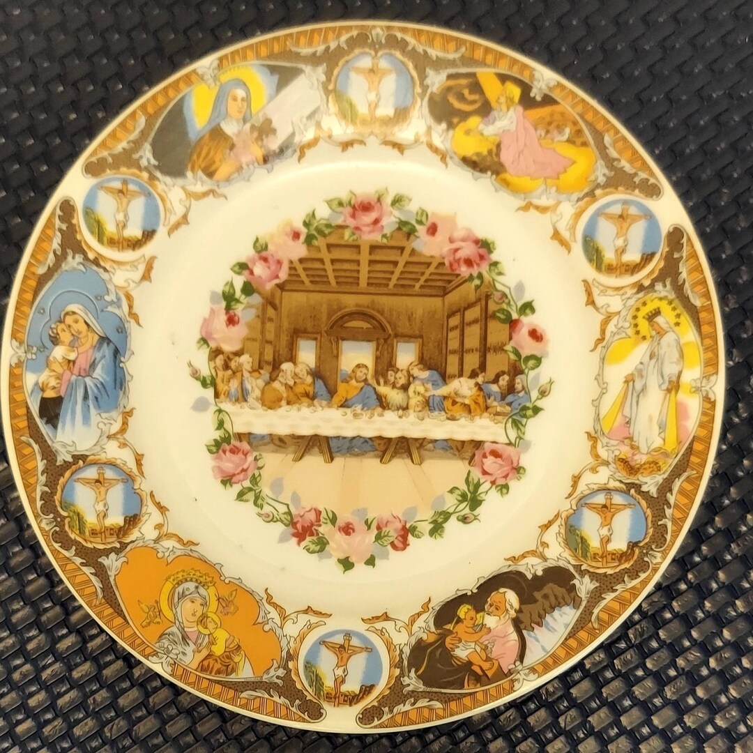 Pair Set Last Supper Decorative Plate and Last Supper Wood Laminate ...