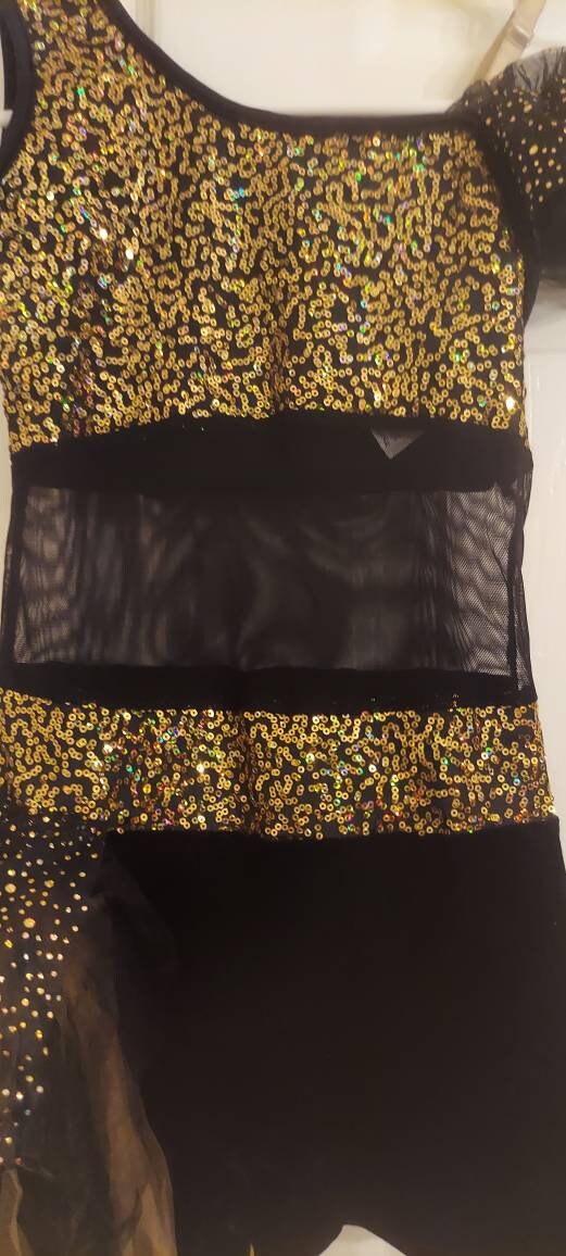 Dance One Piece Short Body Suit Black and Gold With Black and - Etsy