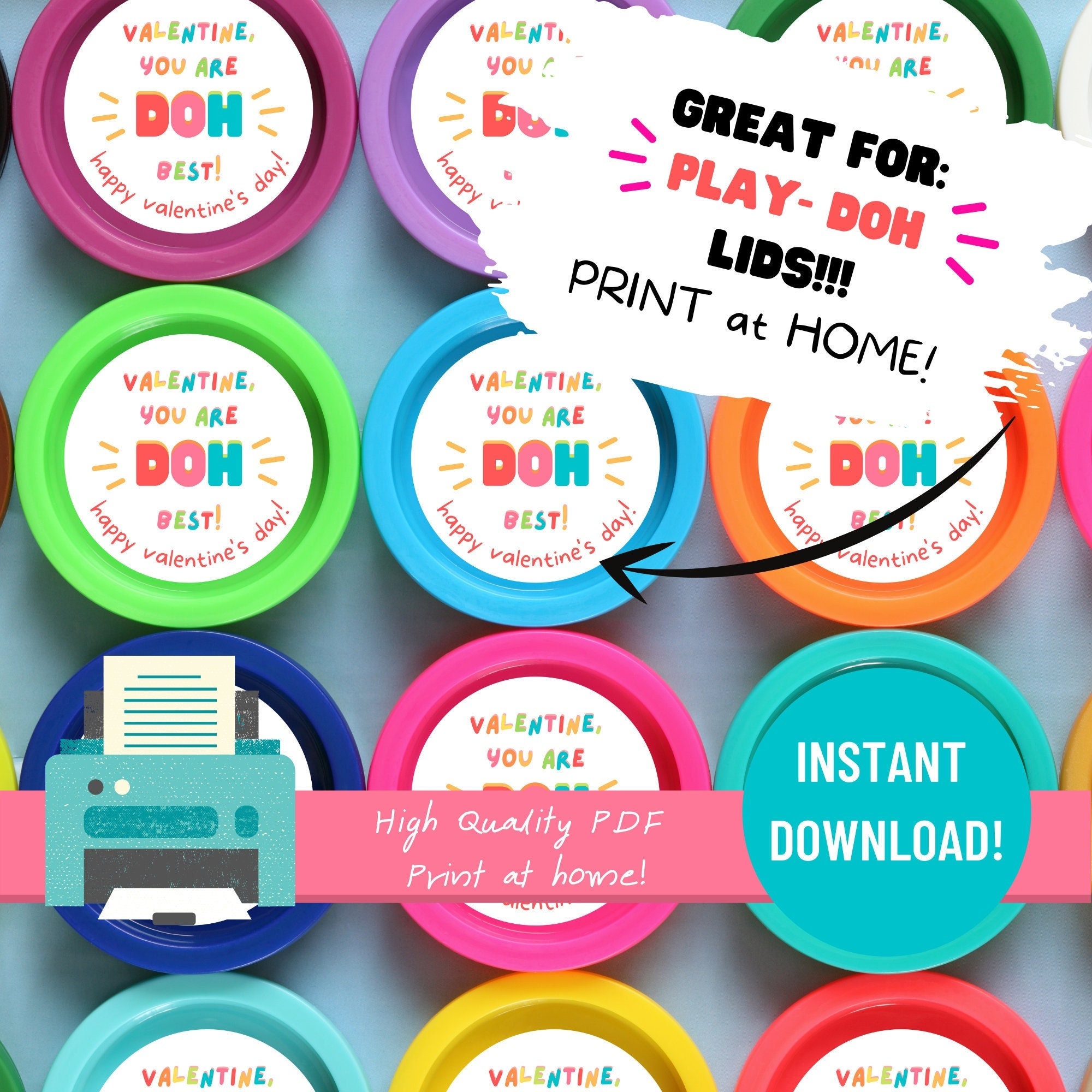 DIGITAL Valentine You Are DOH Best Play Doh Sticker, Valentine Favor ...