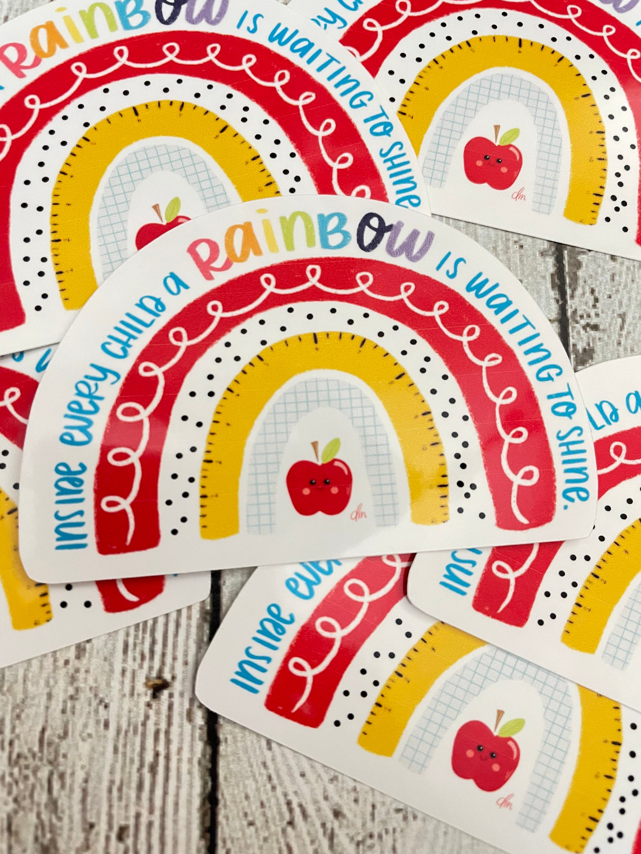 Boho Rainbow Teacher Sticker, Water Bottle Sticker, Best Teacher ...