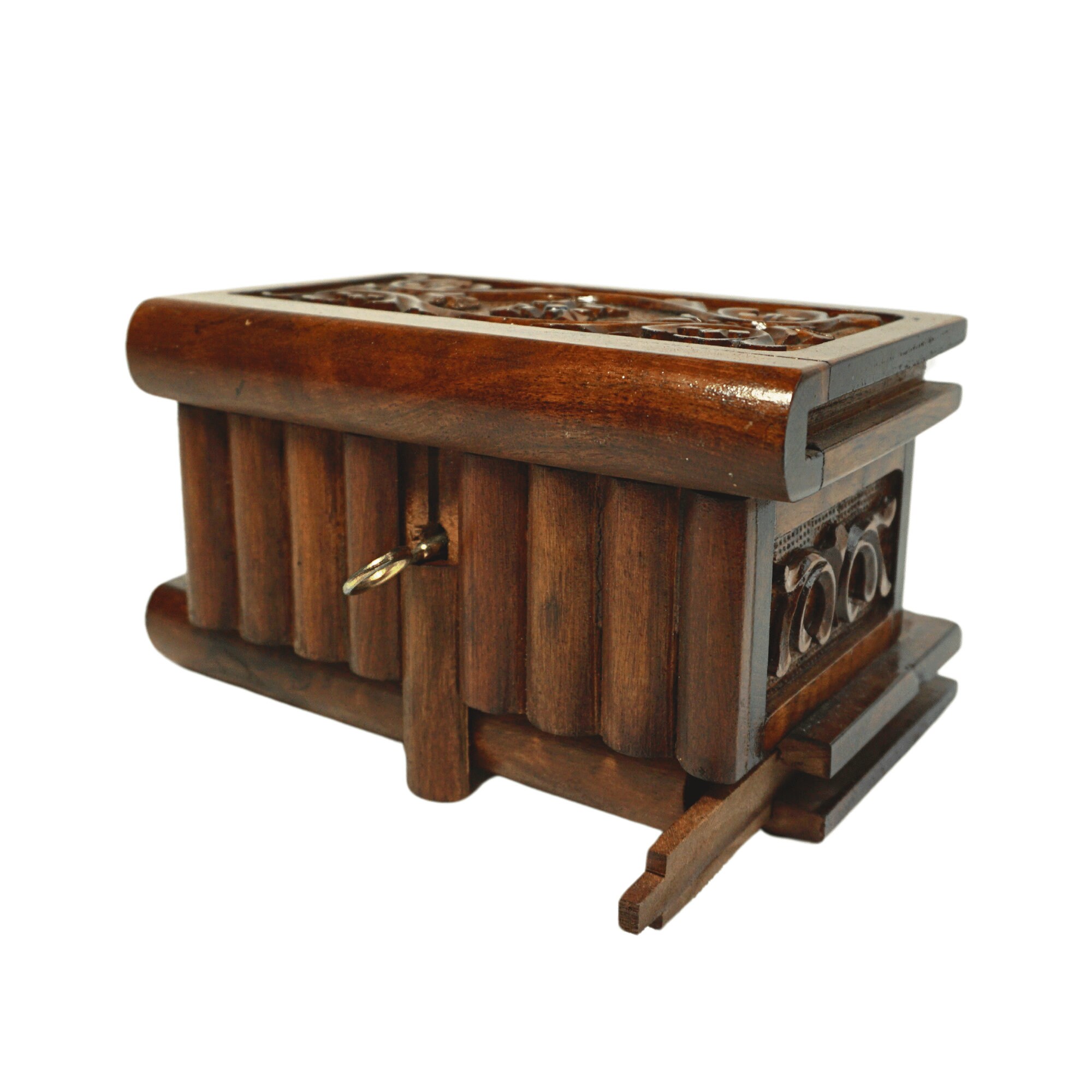 Wooden Box With Secret Lock, Wood Chest, Hand Carved Secret Lock Box ...