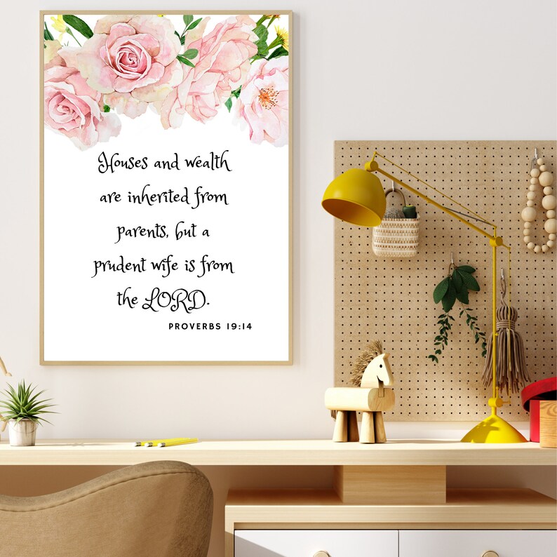 Proverbs 19:14 Printable, Large Prints for Bible, Farmhouse Scripture ...