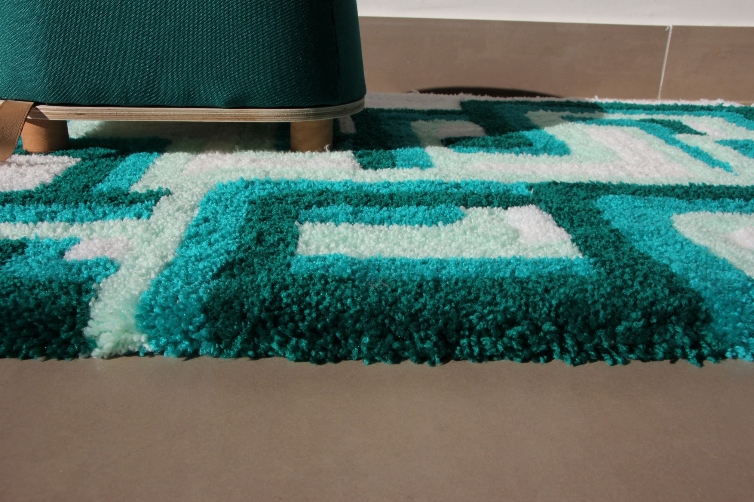 Floor & Rugs Home & Living Rugs retro pattern lagoon green Hand-tufted ...