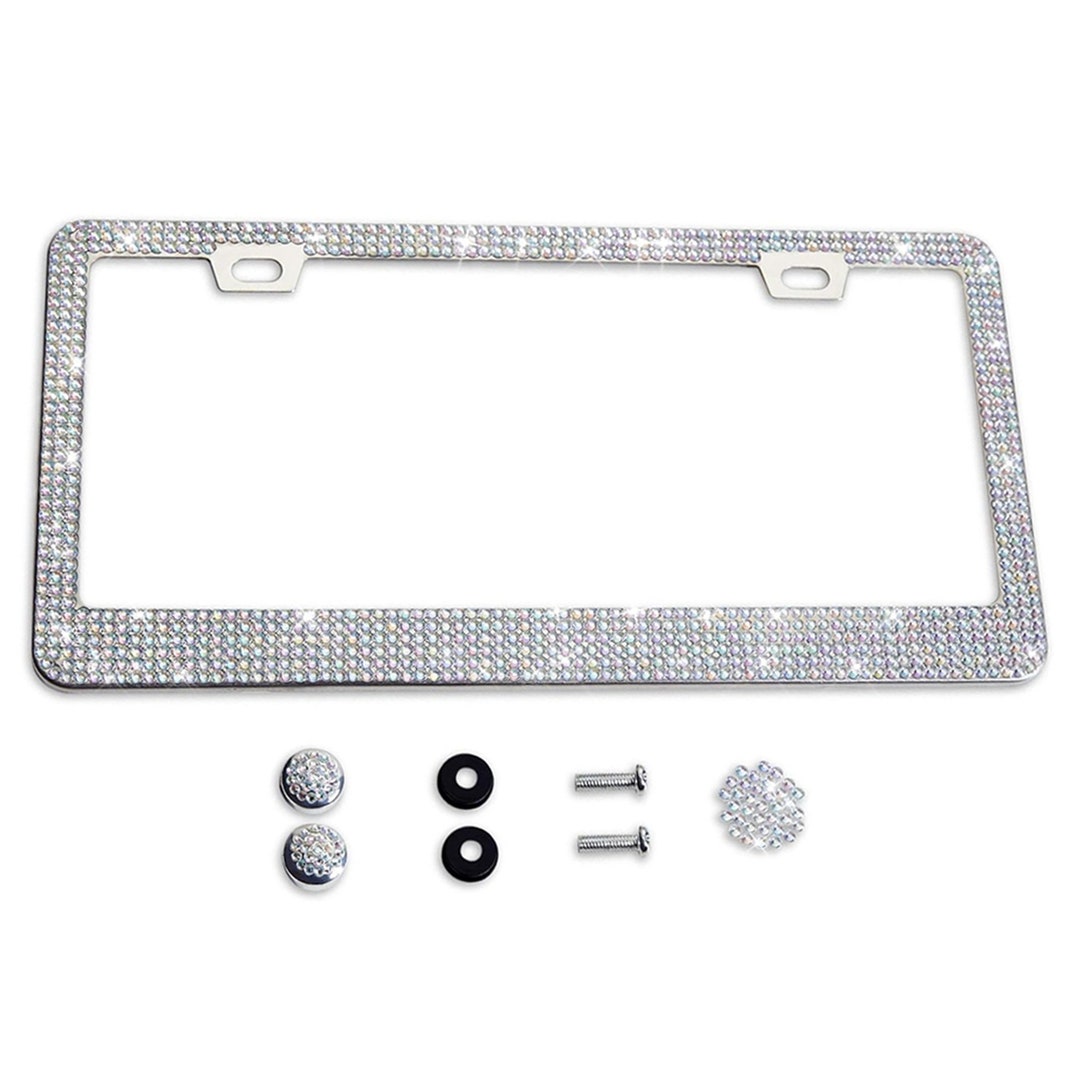 Silver Sparkly Rhinestone License Plate Frame for Women, Girly Glitter ...