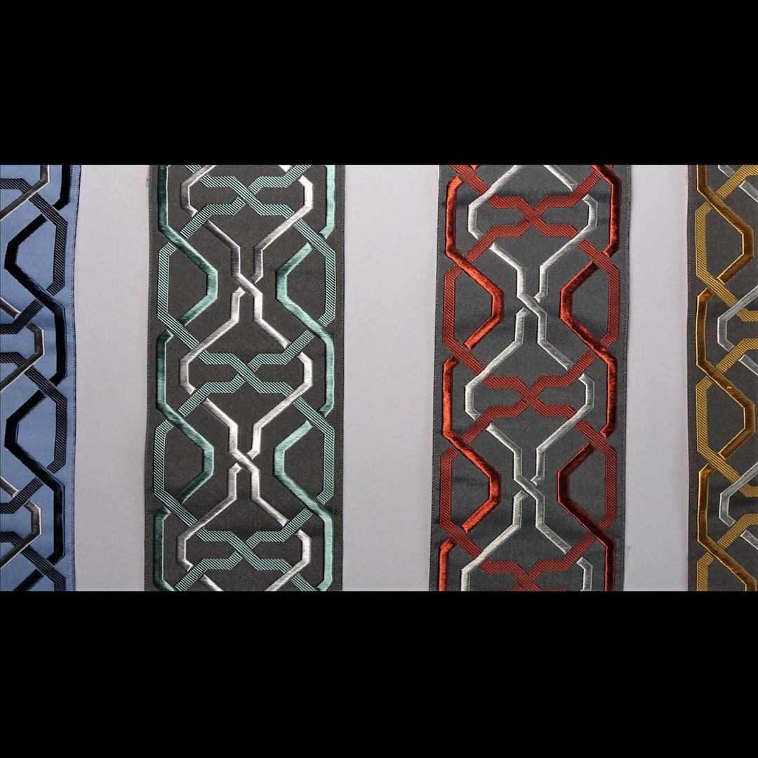 Jacquard Braid Maze 8cm Wide Geometric Gimp Trim Soutache Border Soft ...