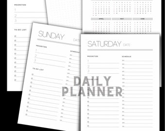 Minimalist Daily Planner, Printable Planner, Digital Planner PDF - Etsy