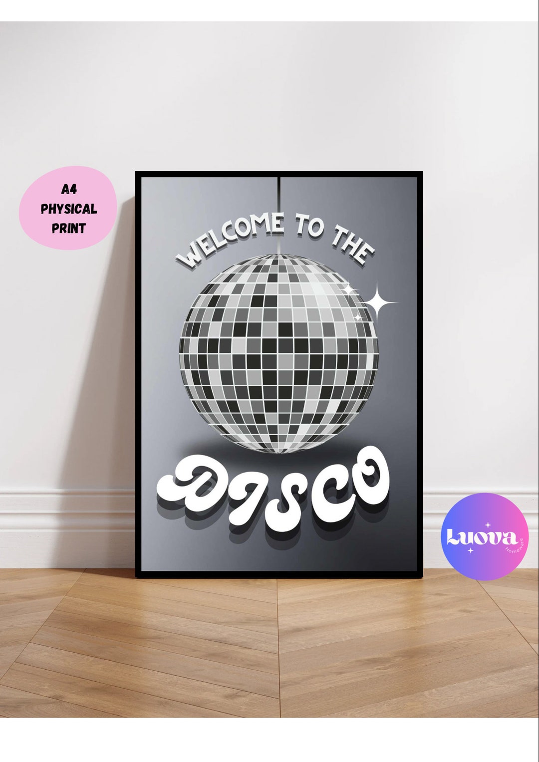 Welcome to the Disco | Disco Ball | Black White Poster | A4 PRINT - Etsy