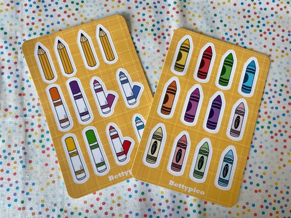 Crayons Stickers Sheet - Etsy