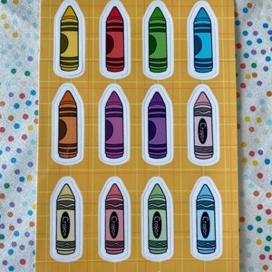 Crayons Stickers Sheet - Etsy