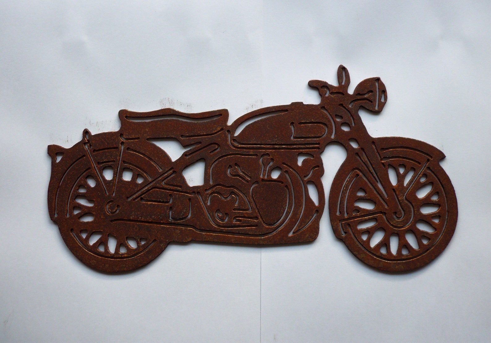 Rusty Metal MOTORCYCLE Vincent Black Shadow Garden Ornament. Rustic ...