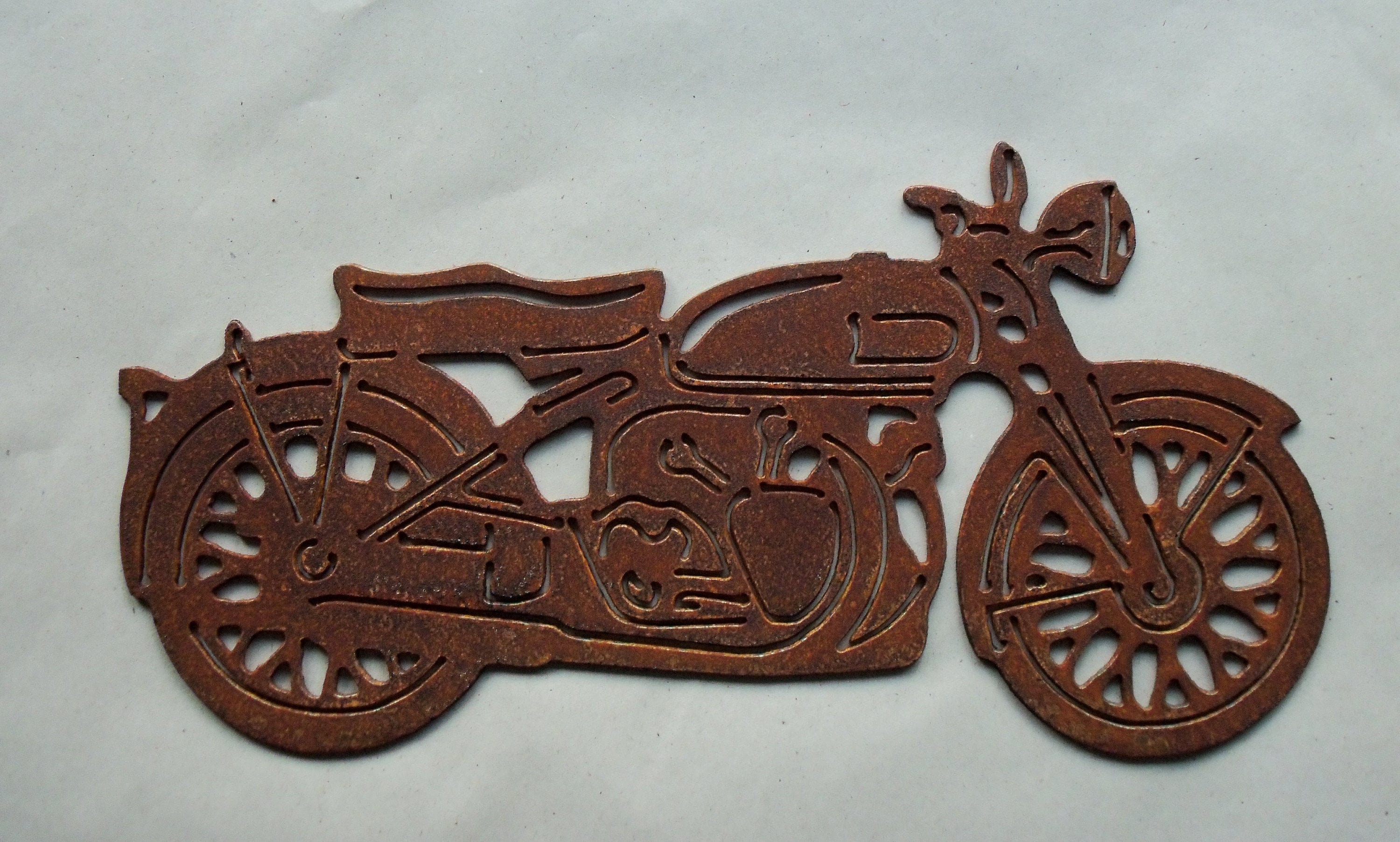 Rusty Metal MOTORCYCLE Vincent Black Shadow Garden Ornament. Rustic ...