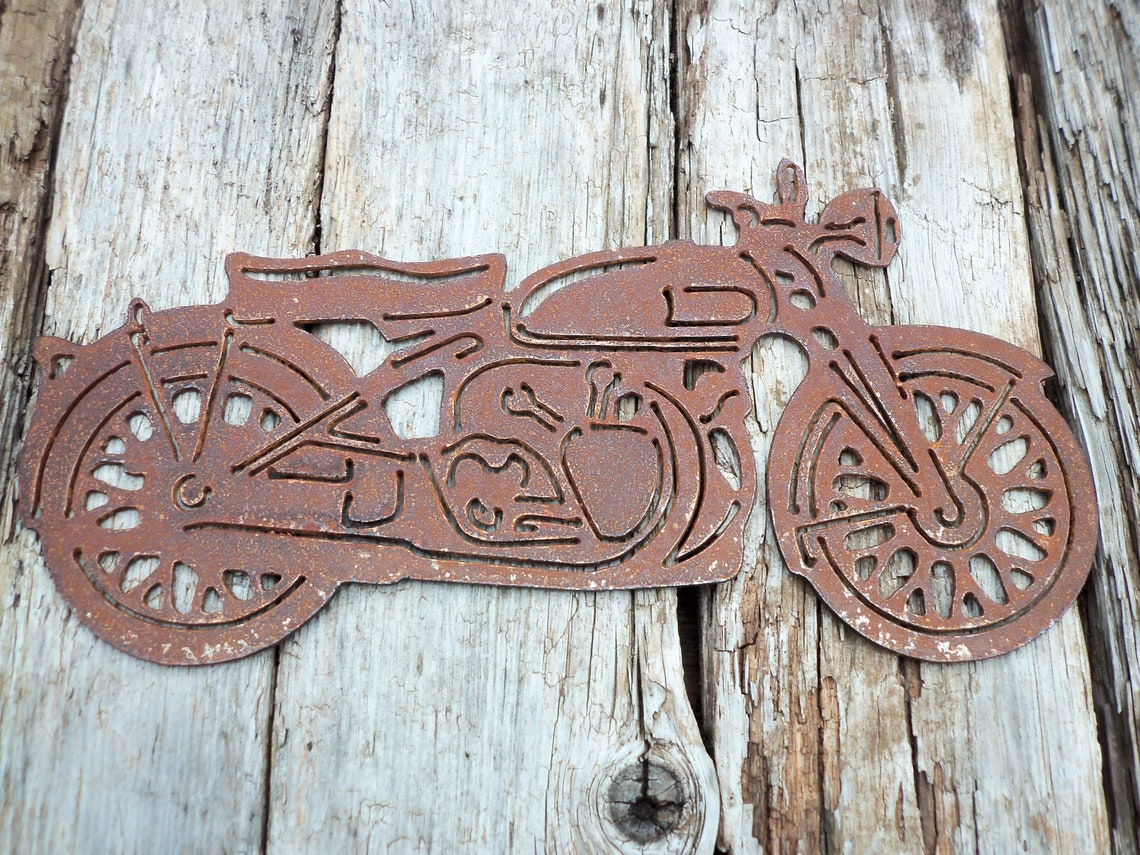 Rusty Metal MOTORCYCLE Vincent Black Shadow Garden Ornament. Rustic ...