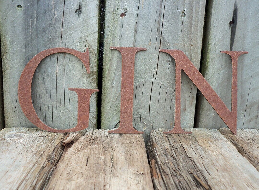 Rusty Metal GIN Sign Letters. 5" Metal Lettering. Rustic Garden ...