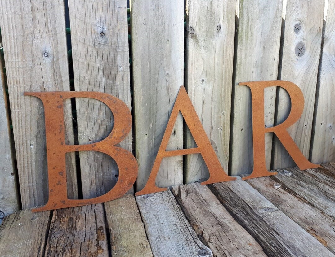 Rusty Metal BAR Sign Letters. 12" Metal Lettering. Rustic Garden ...