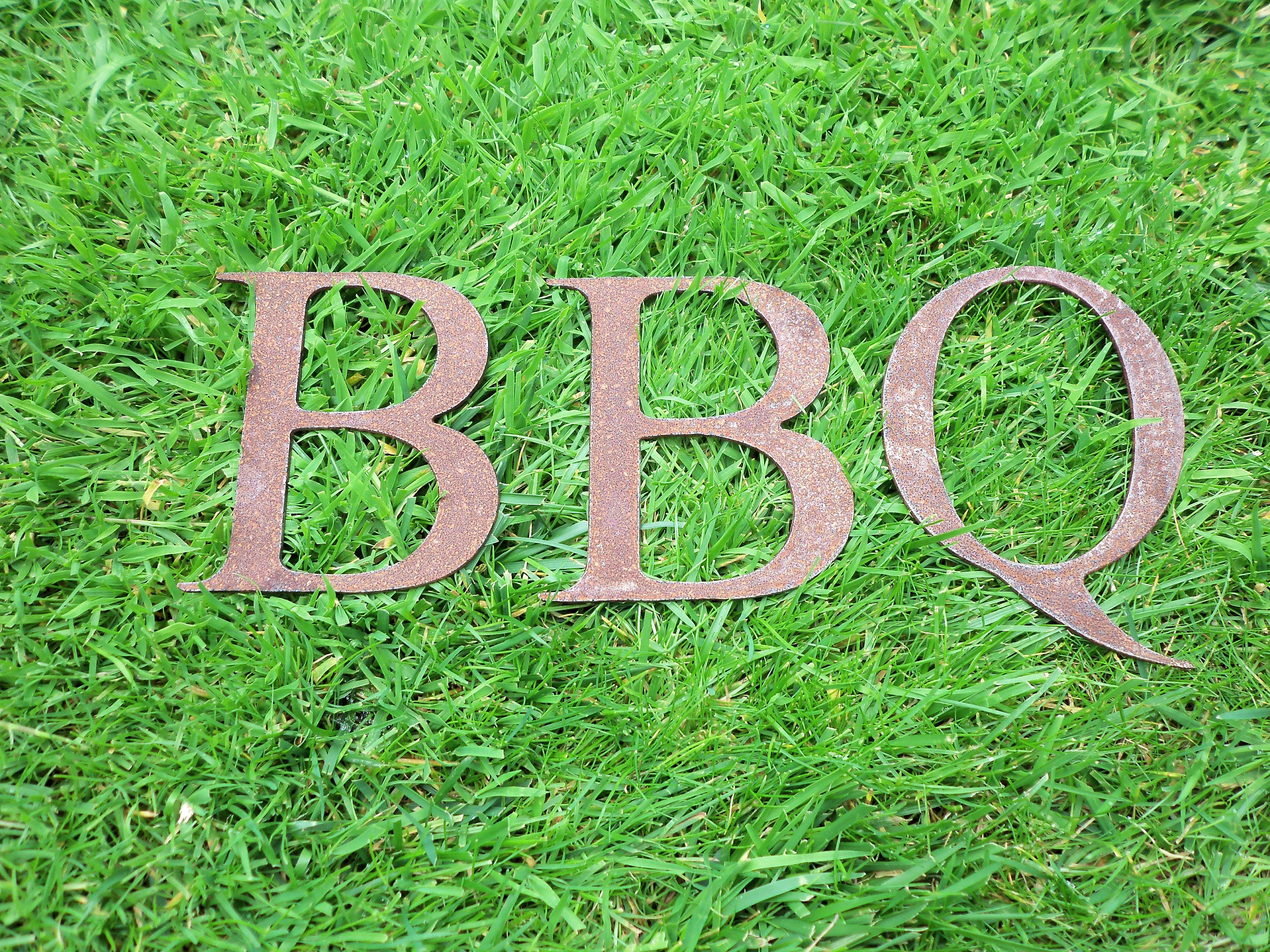 Rusty Metal BBQ Sign Letters. 4" Metal Lettering. Rustic Garden ...