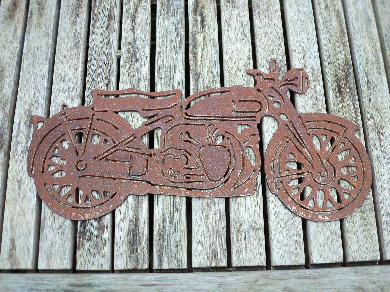 Rusty Metal MOTORCYCLE Vincent Black Shadow Garden Ornament. Rustic ...