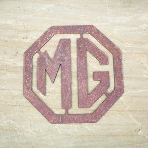 Rusty Metal MG BADGE SIGN Garden Ornament Rustic Vintage Gift Birthday ...