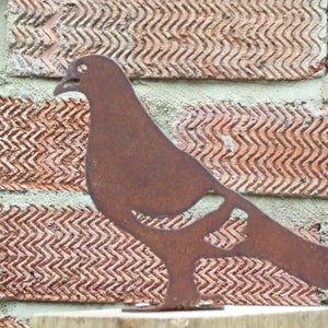 Rusty Metal PIGEON Bird Garden Ornament. Rustic Fence Post Topper ...