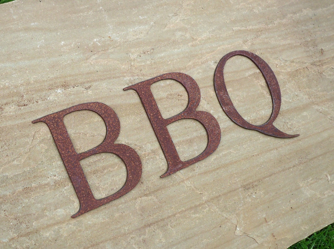 Rusty Metal BBQ Sign Letters. 4" Metal Lettering. Rustic Garden ...